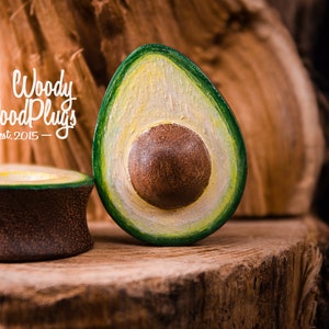 Pair of Teardrop Avocado Wood Ear Plugs, Vegan Avocado Gauges 16mm 18mm ...