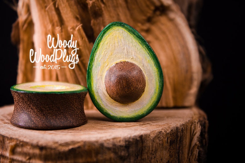 Pair of Teardrop Avocado Wood Ear Plugs Vegan Avocado Gauges - Etsy