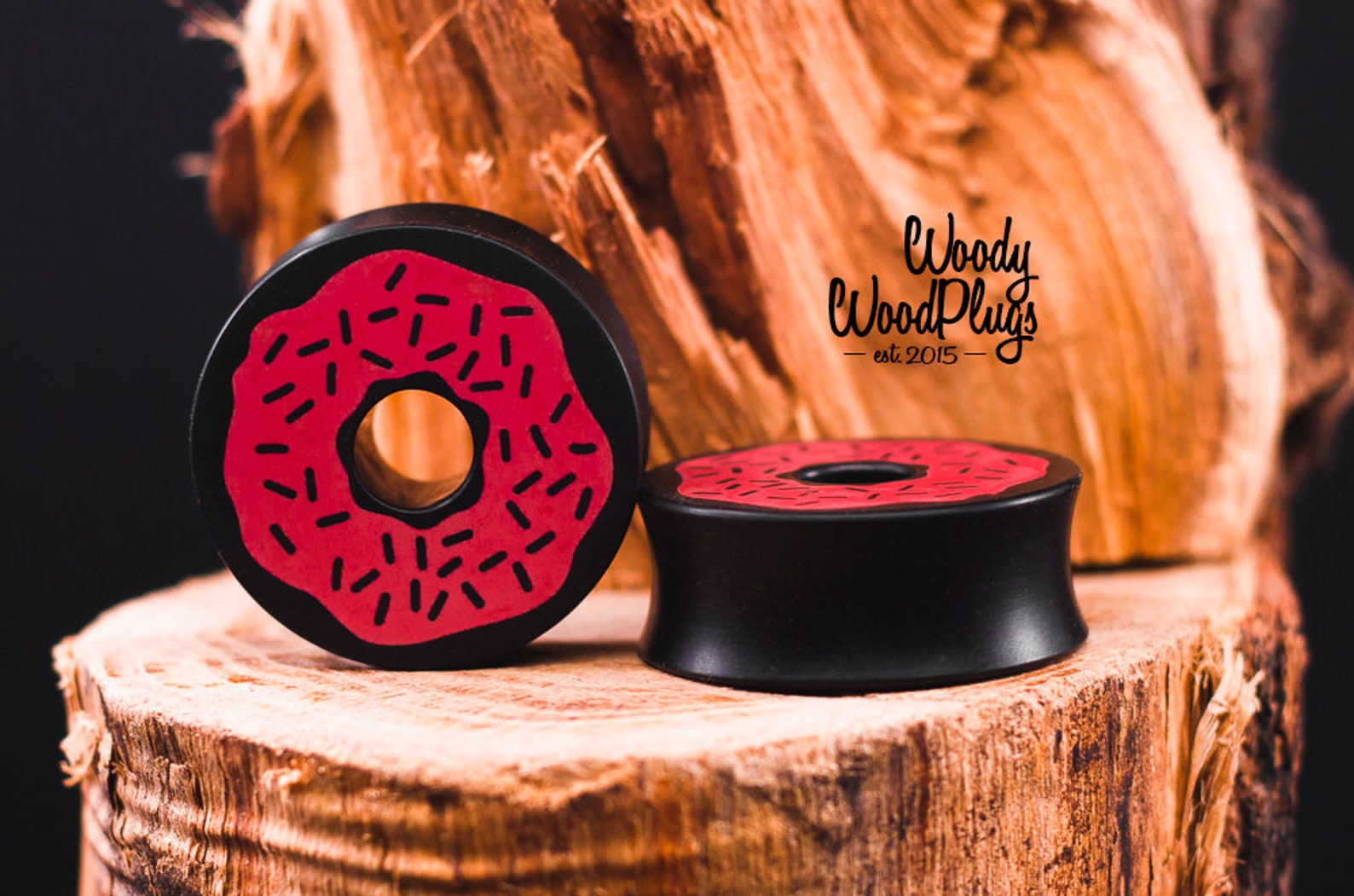 Wide Walled Red Donut Ear Plugs Black Ear Gauges 16mm 18mm - Etsy