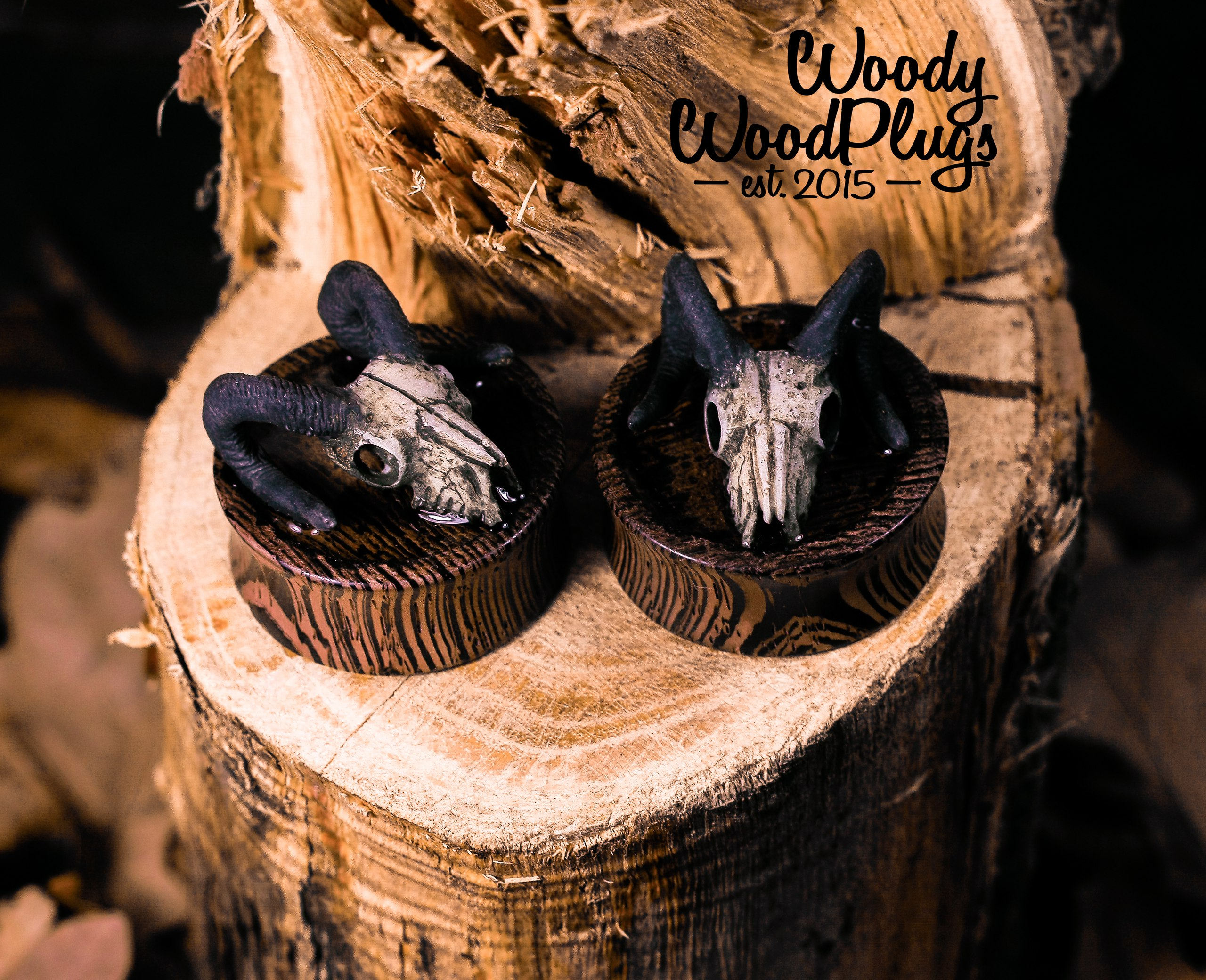 Wenge Wood Ear Plugs With Ram Skull Organic Wooden Ear | Etsy