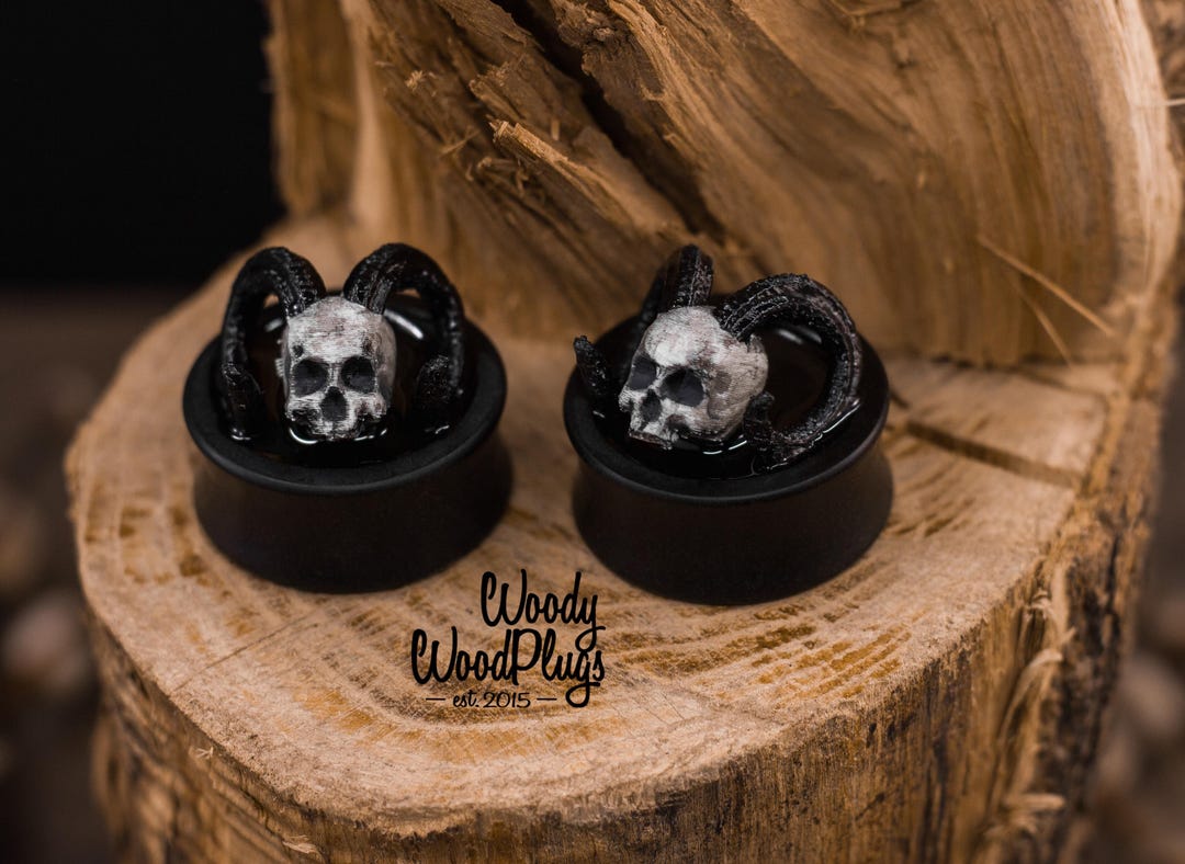 3D Black Plugs With Demon Skulls, Halloween Ear Plug Gauges 20 Mm 21mm ...