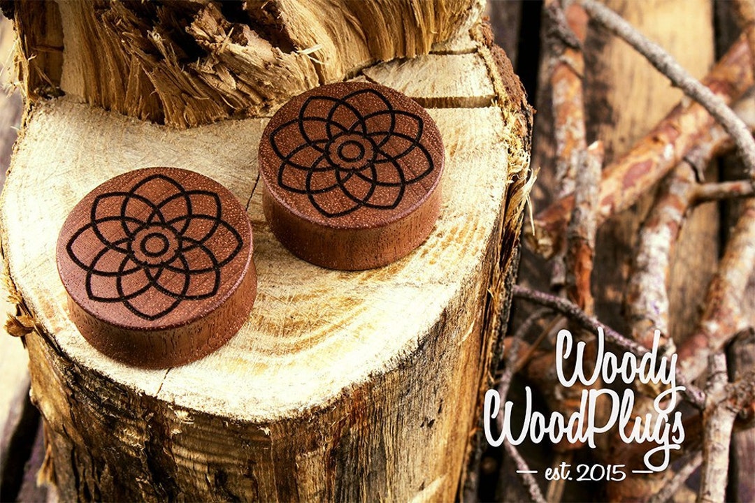Mandala Ohm Wood Plugs – Sacred Geometry Ear Gauges – Spiritual ...