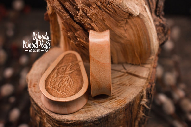 Teardrop Wood Raven Plugs Dropshaped Crow Gauges Teardrop - Etsy