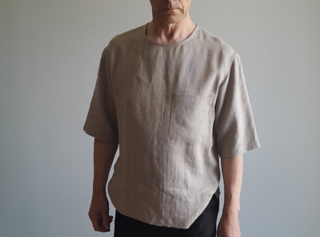 Summer Linen Shirt. Oversized Linen T-shirt in Natural Linen Color. - Etsy