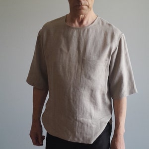 Summer Linen Shirt. Oversized Linen T-shirt in Natural Linen Color. - Etsy