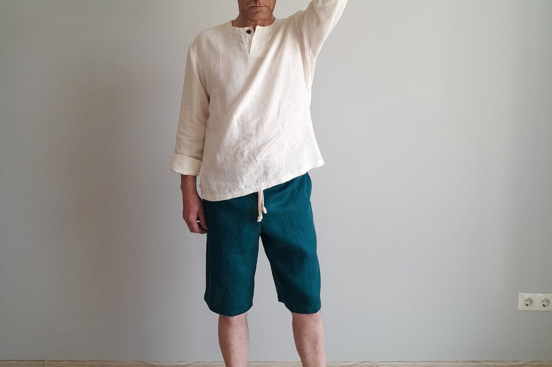 Mens 13'' Linen Long Shorts. Soft 100% Linen Fabric - Etsy