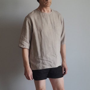 Summer Linen Shirt. Oversized Linen T-shirt in Natural Linen Color. - Etsy
