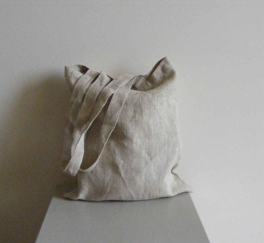 Tote Linen Bag in Melange Linen / School Bag / Linen Shoulder Hand Bag ...