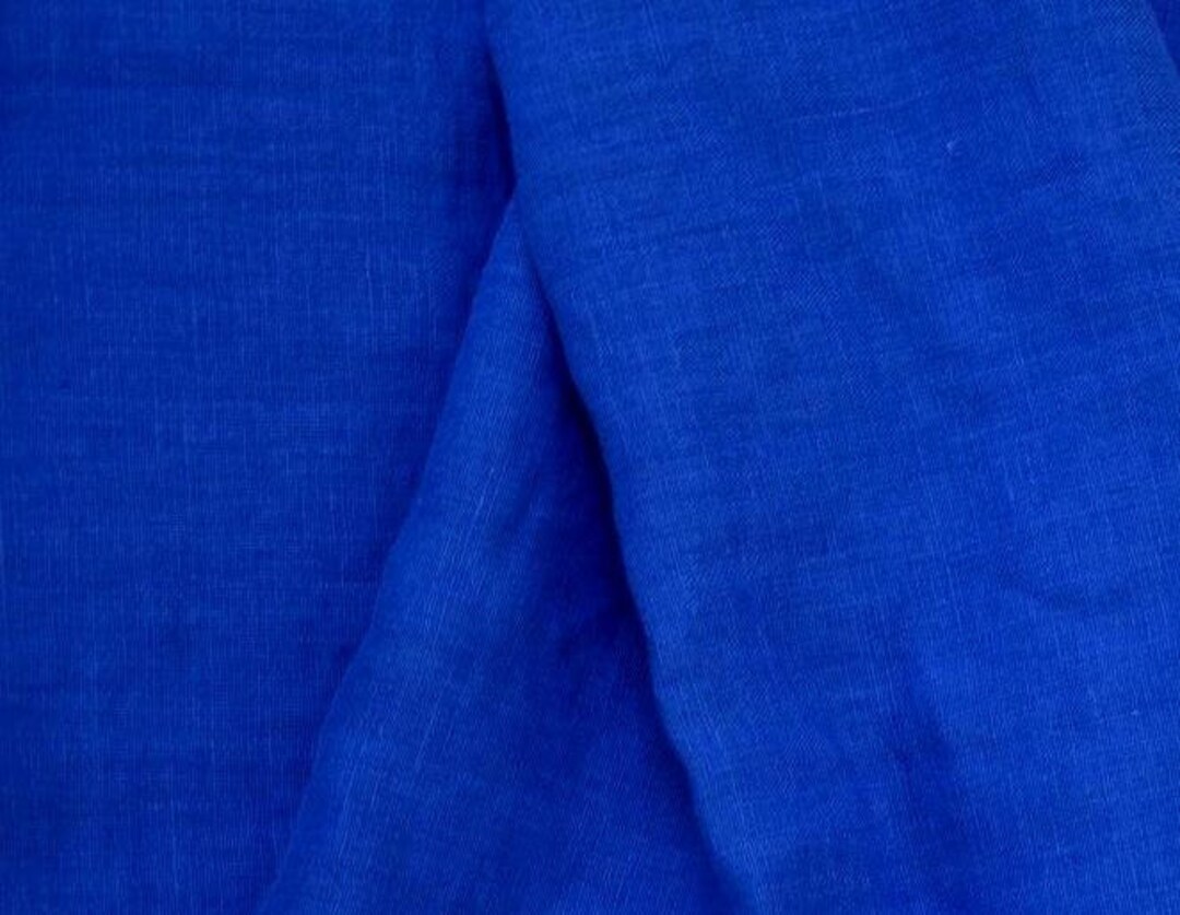 Pure 100% Linen Fabric Royal Blue Appr. 200gsm (5.90 Oz/yd2). Medium ...