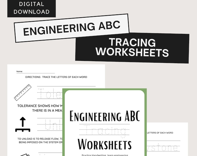 Engineering ABC Tracing Worksheet, Handwriting Practice Digital ...