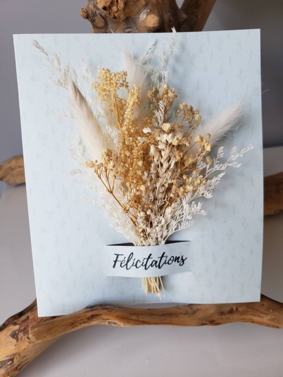 Carte félicitations. Fleurs séchées. Carte mariage. - Etsy France