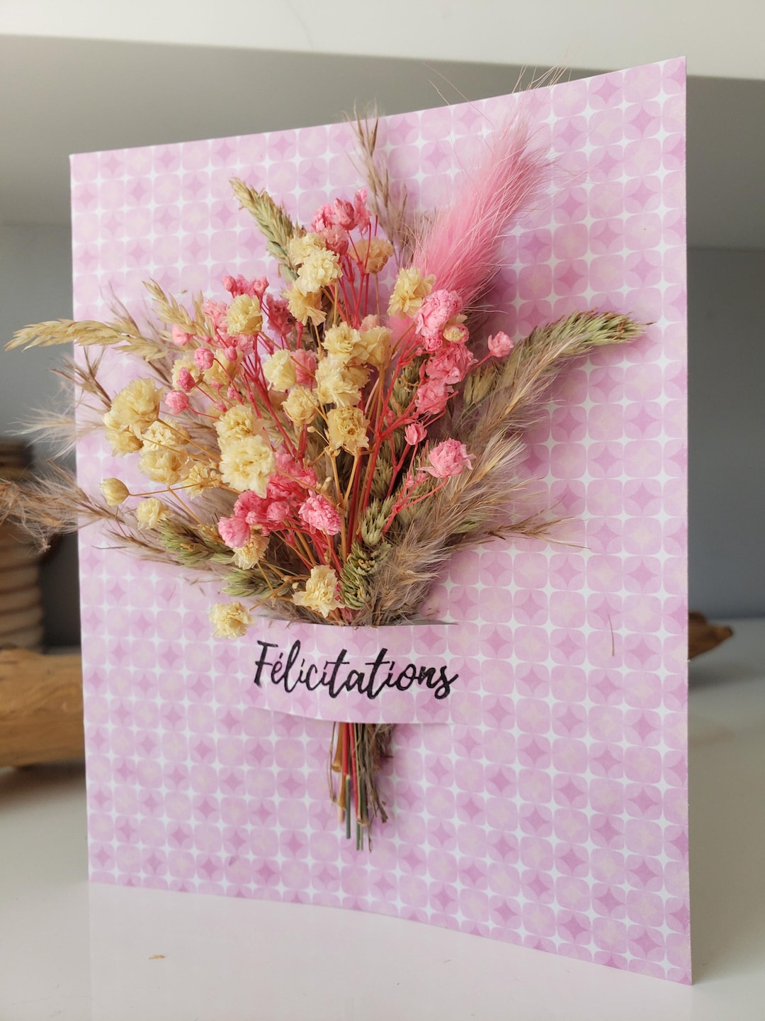 Carte Félicitations – Bouquet De Fleurs Séchées – Carte Artisanale ...