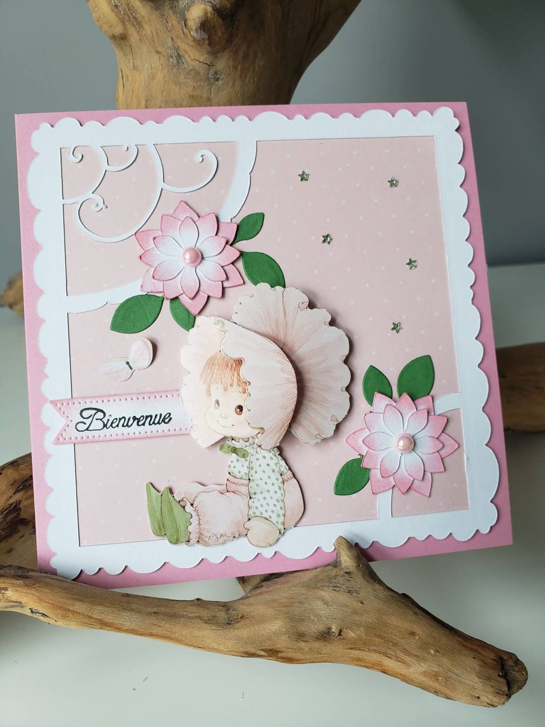 Girl Birth Card. Baby Girl Birth Card. Birth Card. - Etsy