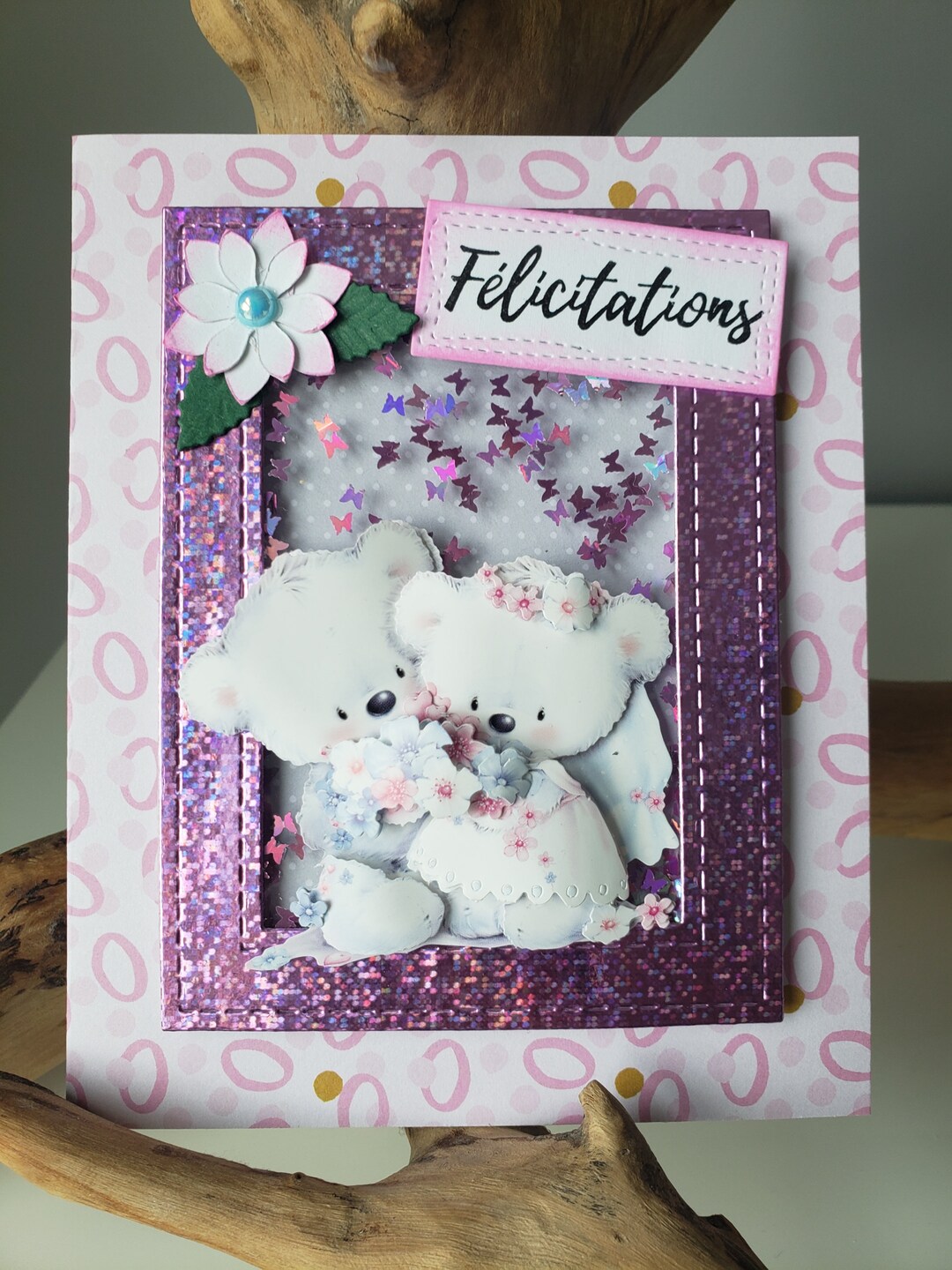 Birth Card for a Girl. Birth Card. Congratulations Card. Handmade Card ...