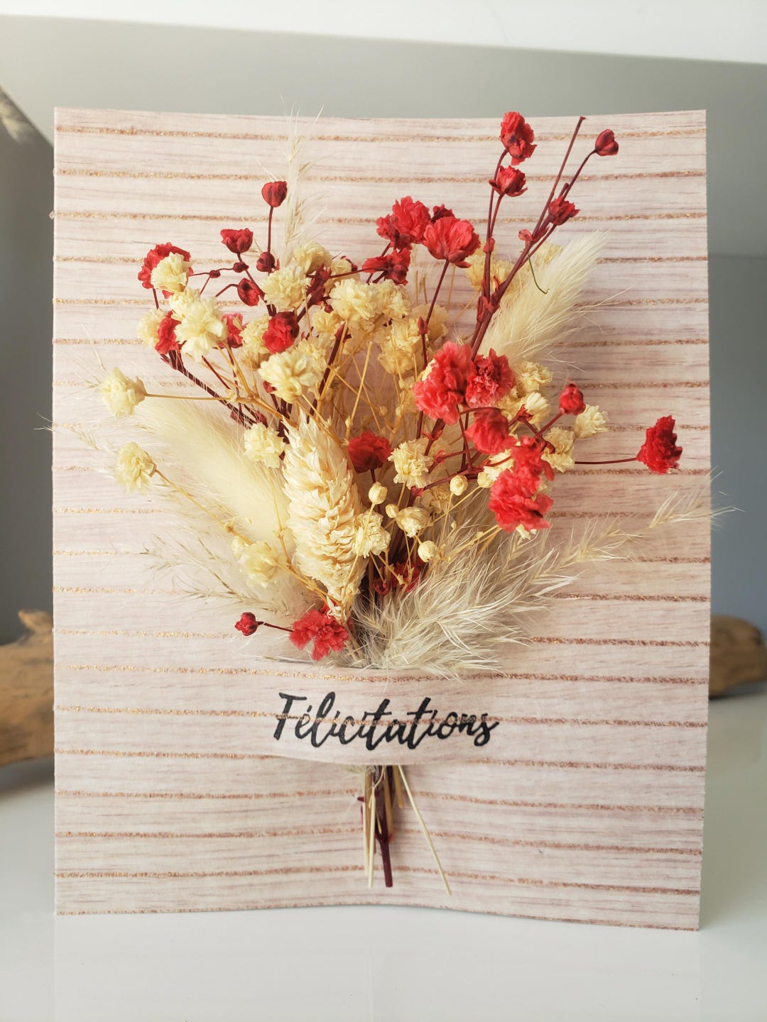 Carte félicitations. Carte fleurs séchées. Carte départ retraite. Carte ...