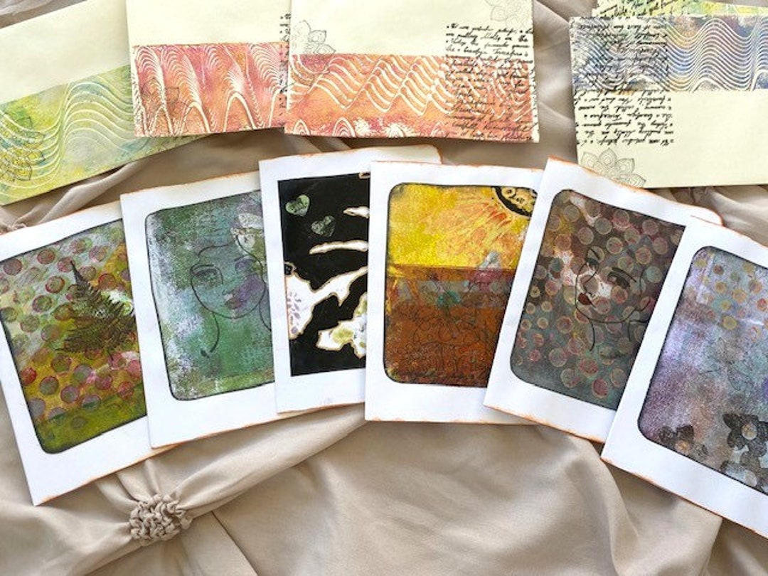 Monoprint Cards - Etsy