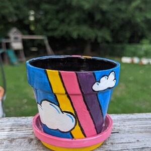Colorful Hand-painted Small Planter Pots - Etsy