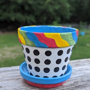 Colorful Hand-painted Small Planter Pots - Etsy