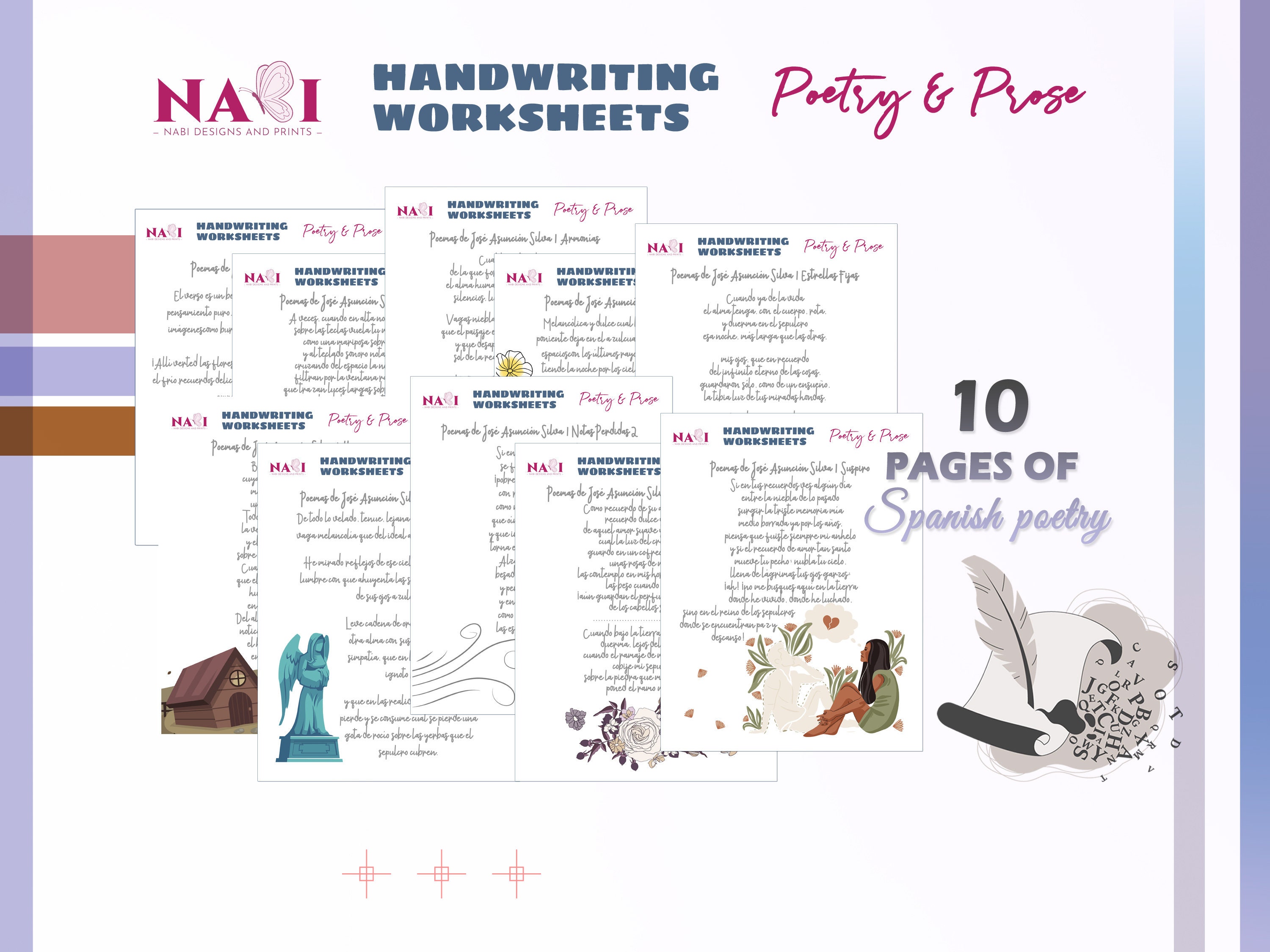 Handwriting Practice Worksheet Guides With Traceable Alphabet to ...