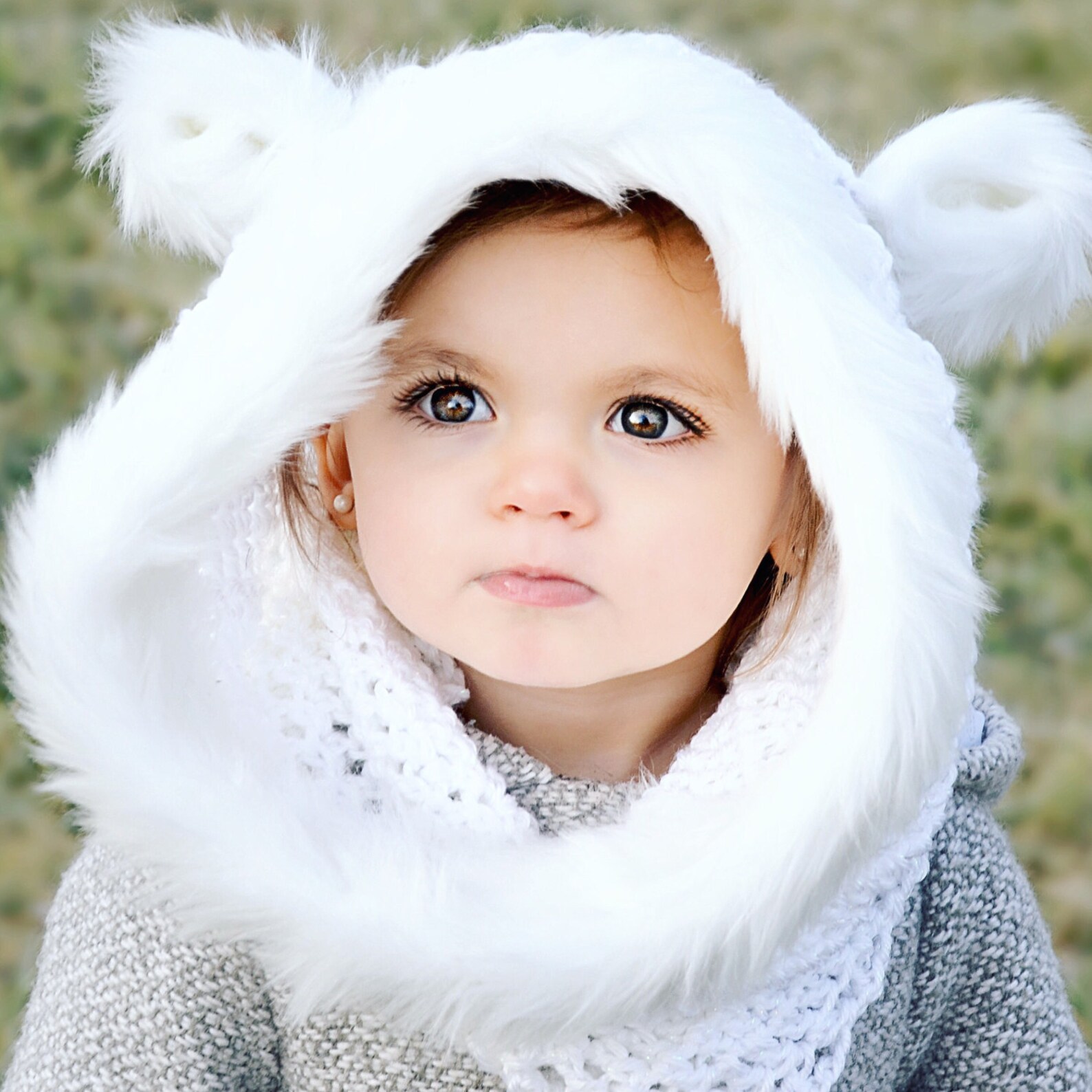 White Polar Bear Hooded Fur Cowl, Kids Cowl, Kids Hat, Baby Hooded Cowl ...