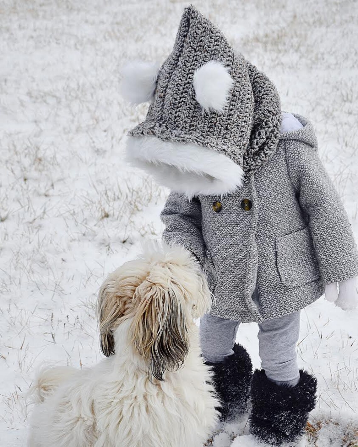 Grey Wolf Hooded Cowl, Hooded Fur Cowl, Faux Fur Cowl, Hooded Cowl ...