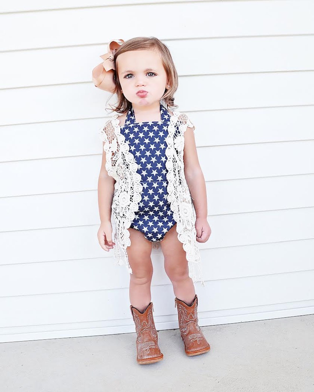 Country Chic Romper, Toddler Girls Romper, Toddler Girls Stars Romper ...