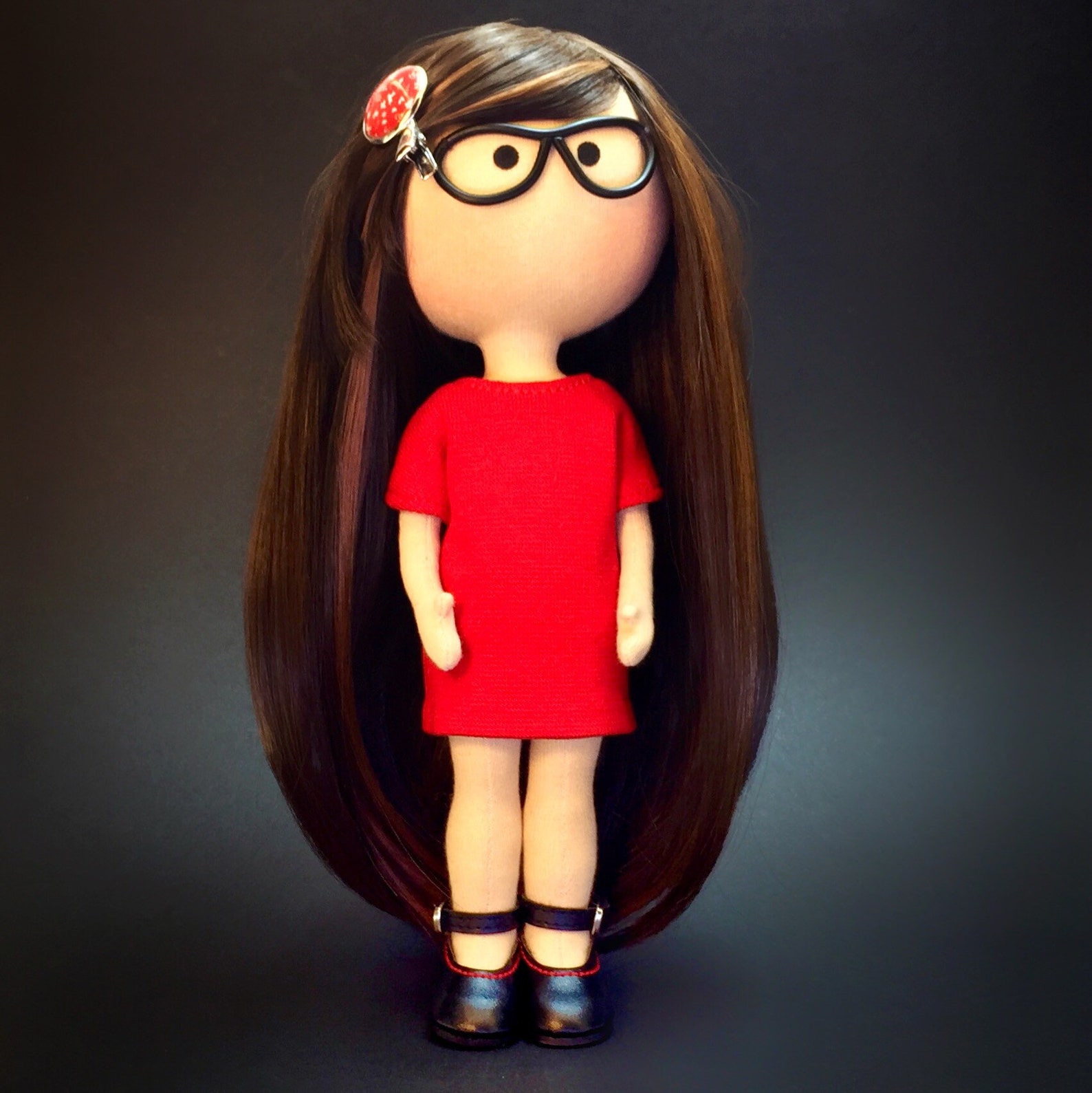 Portrait Doll in Red Dress Beautiful Cloth Brunette Doll | Etsy