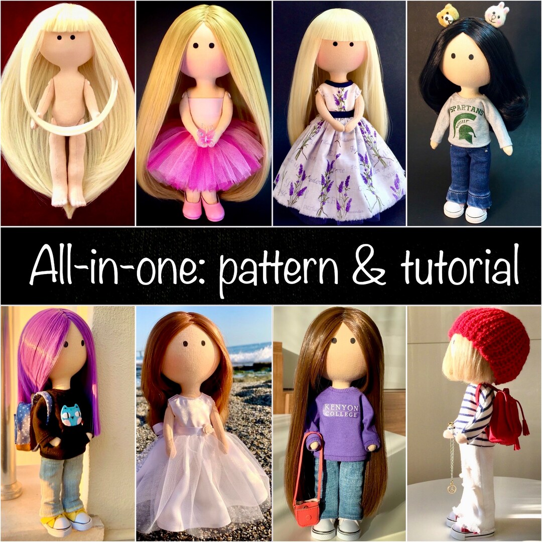 Two Doll Patterns Tutorial Craft Charming Textile Dolls With All ...