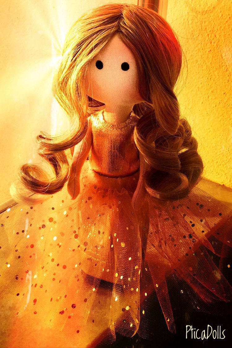 Wonderful gold princess doll with beautiful curly hair in | Etsy