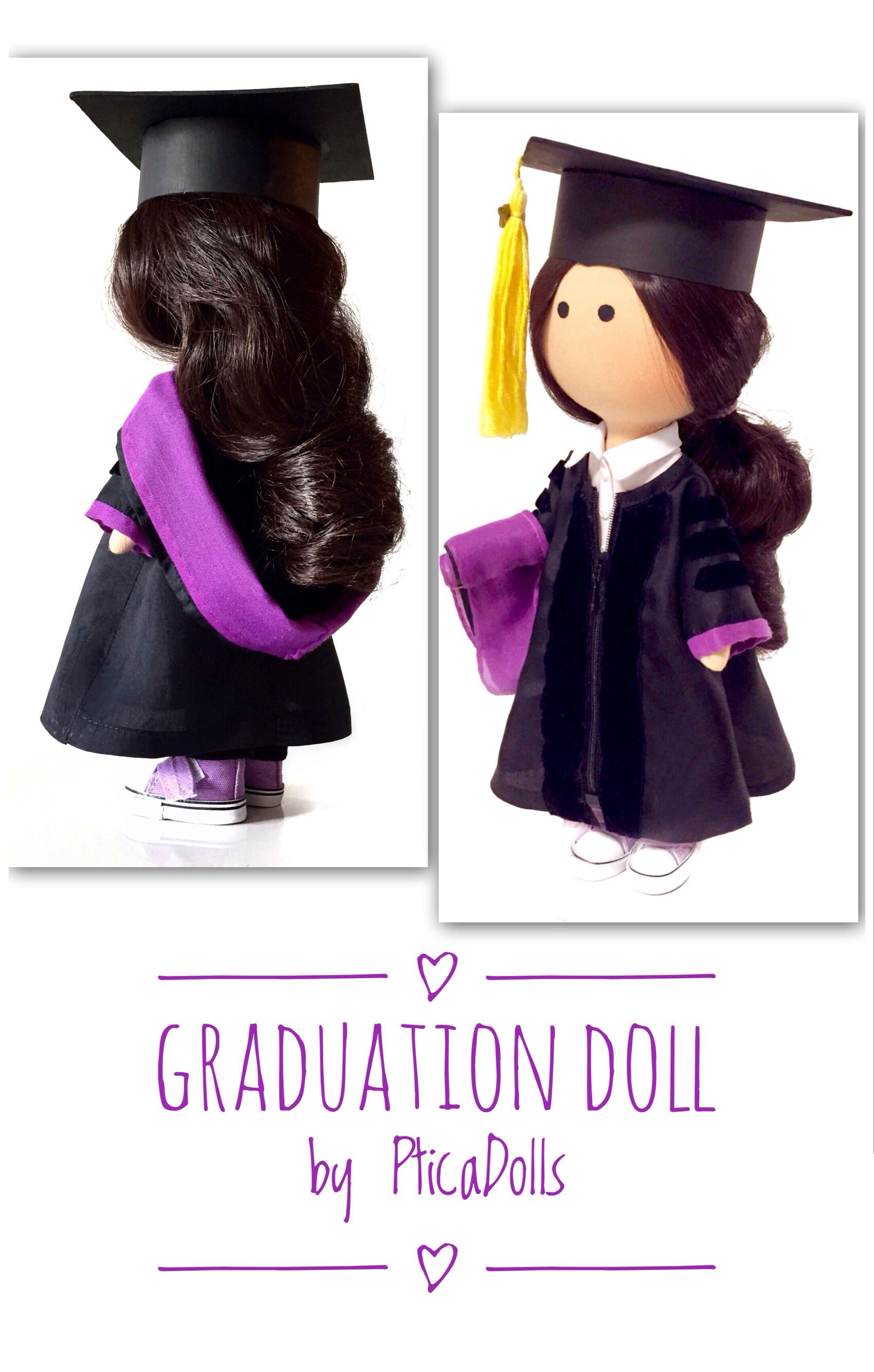 Graduation portrait doll in gown and cap with tassel High | Etsy