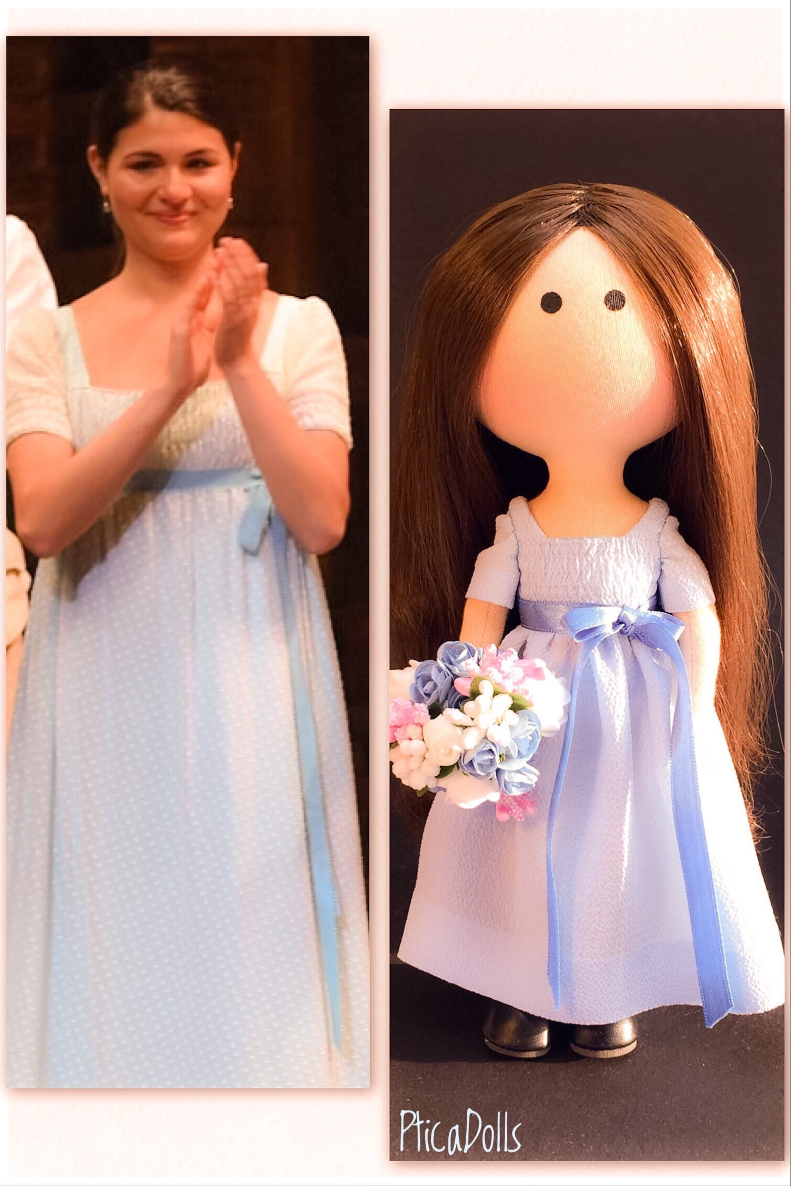 Portrait Doll in Blue Dress Wedding Decor Art Doll Gift for | Etsy