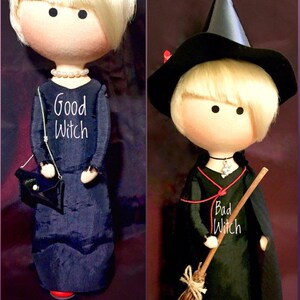 Witch Doll for Halloween Decor in Black Dress and Witch Hat Handmade ...