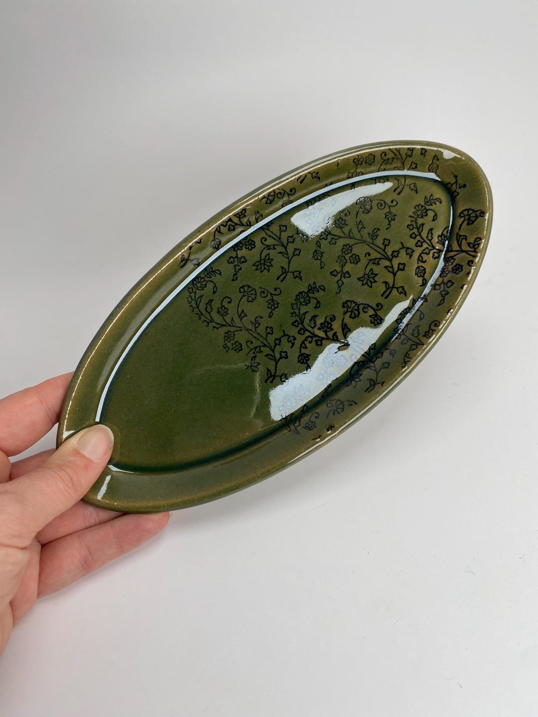 Floral Oval Tray, One Small Oval Tray With Floral Texture, Oval Tray, 9 ...
