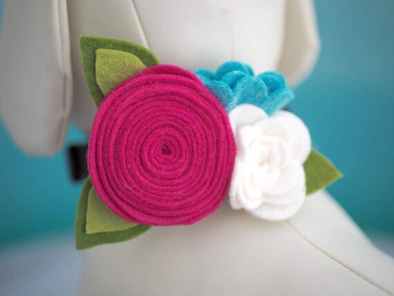 Custom Rose Collar Flower Cluster Pink Rose Handmade Felt - Etsy