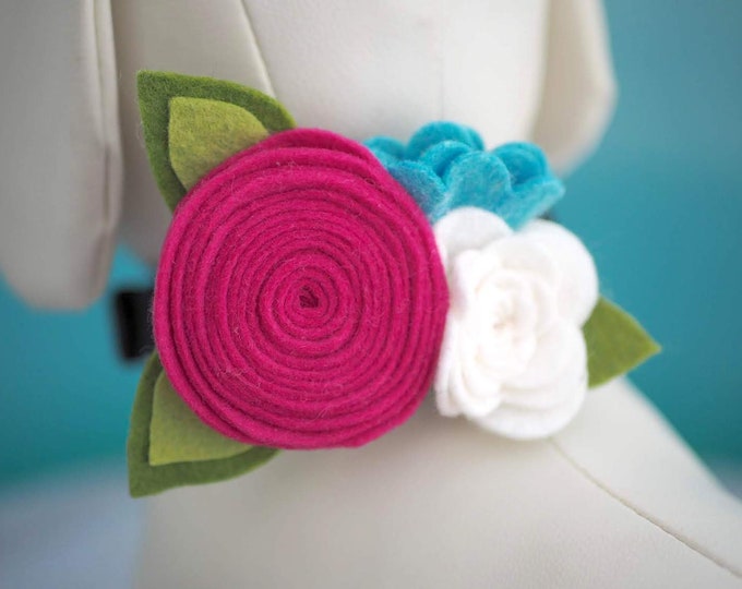 Custom Rose Collar Flower Cluster Pink Rose Handmade Felt - Etsy