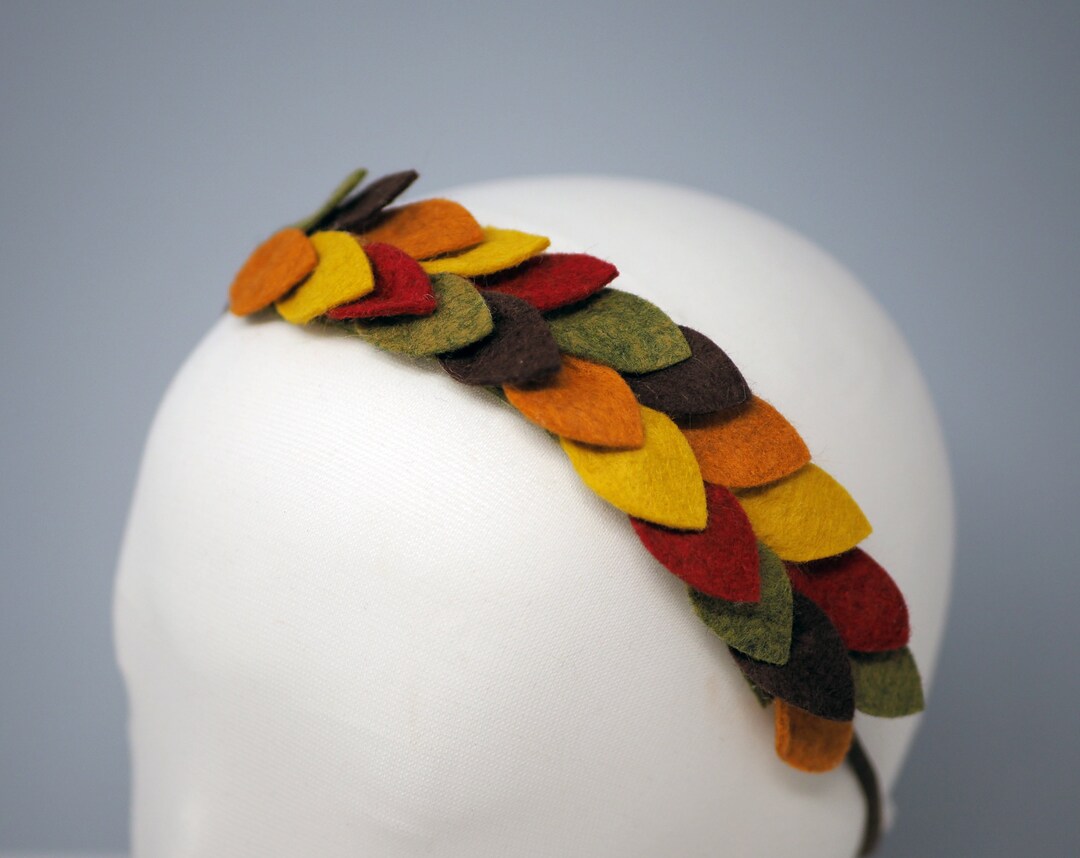 Fall Leaf Headband, Autumn Felt Flower Hair Bow Crown, Thanksgiving ...