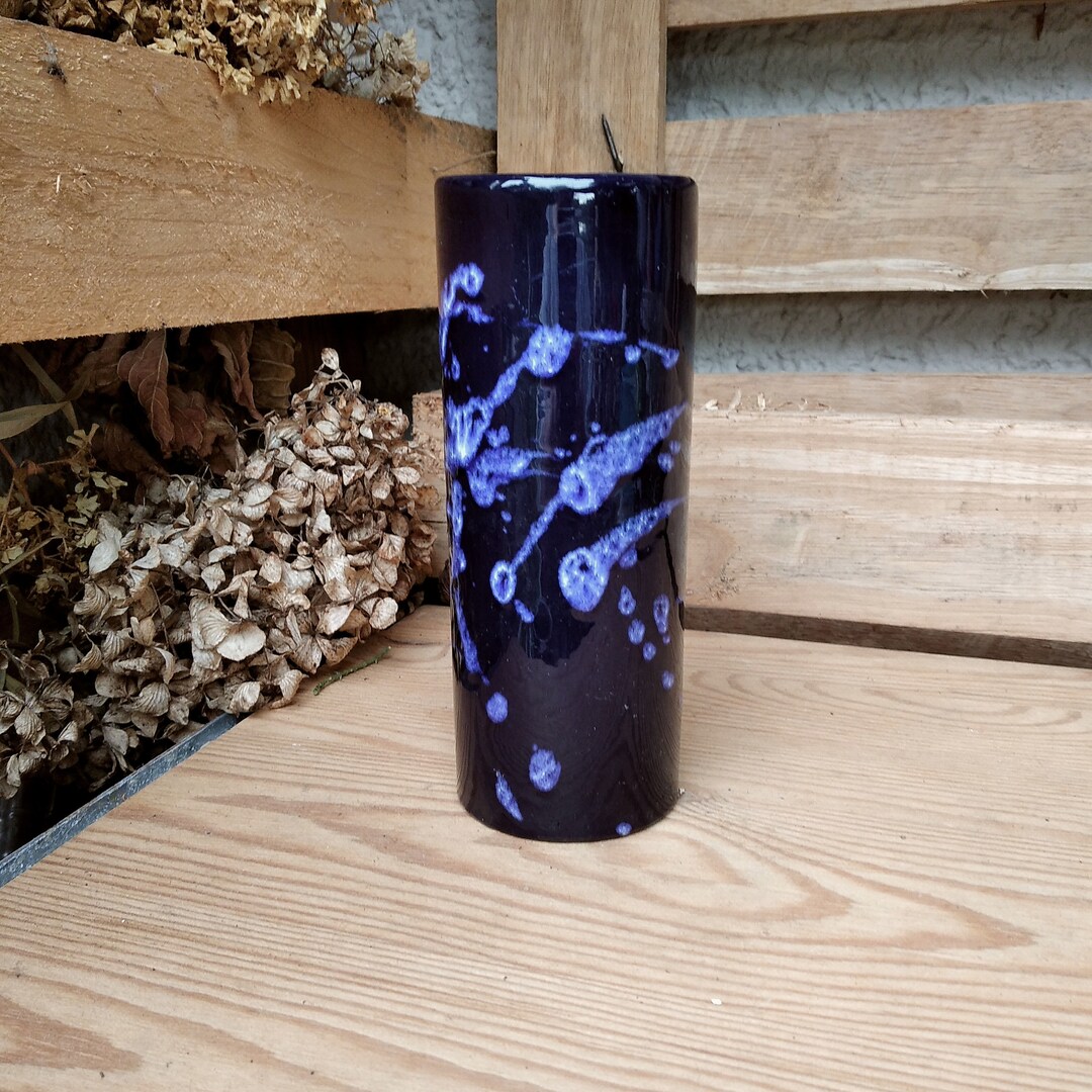 MAREI KERAMIK Vase , Rod Vase Blue Majolica Fat Lava 50/2 - Etsy