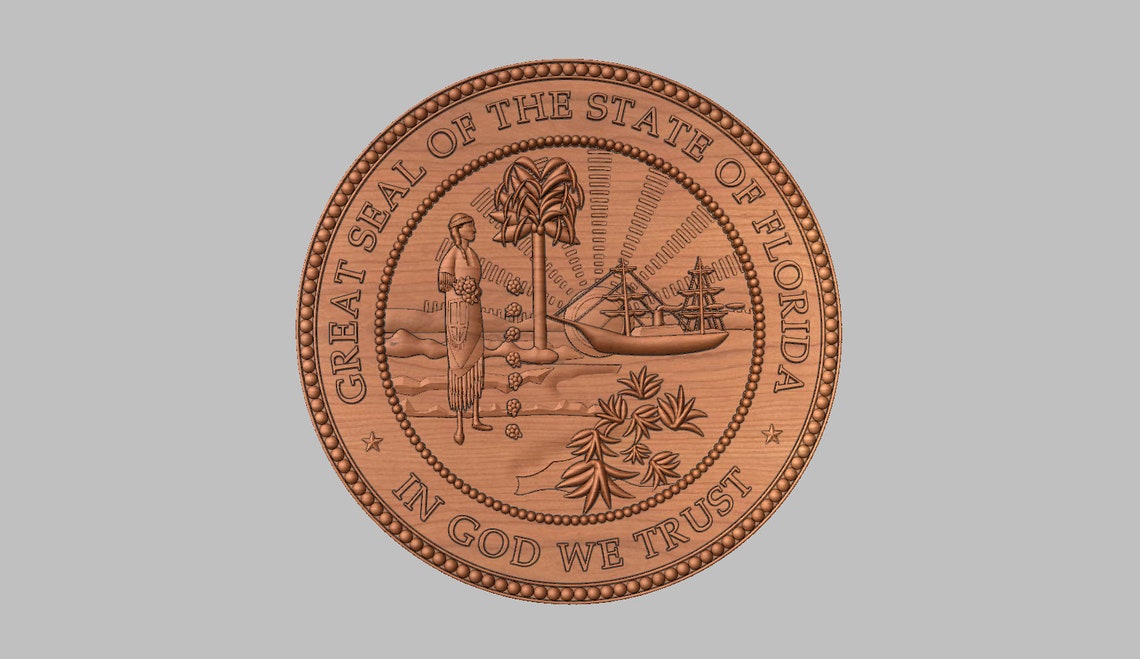 Florida State Seal- - STL Format - 3d CNC- Digital File Download - Not ...