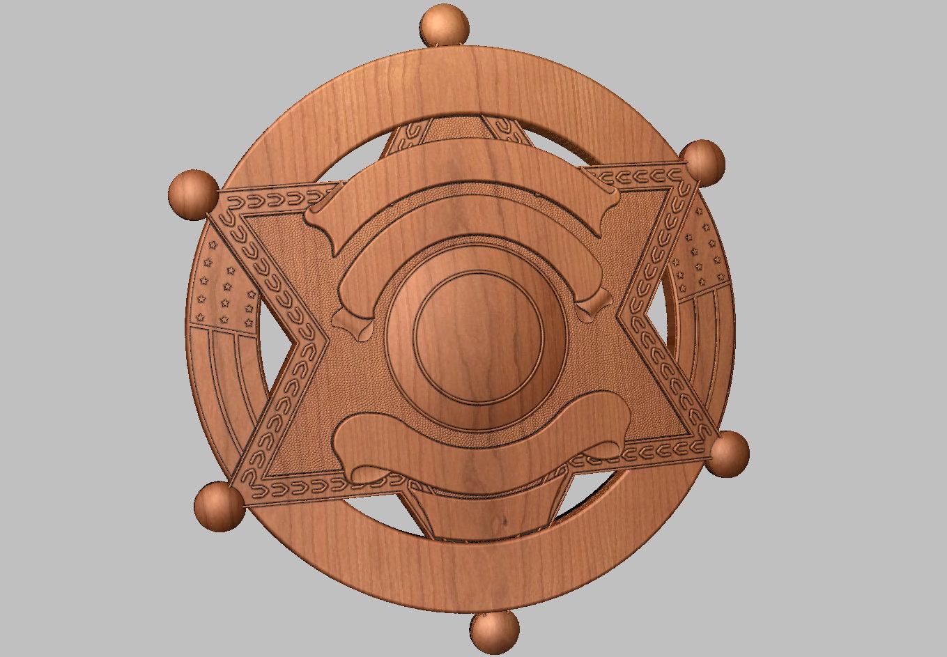 3d File CNC Model - Police - Fire - Circle Star Badge- Digital File ...