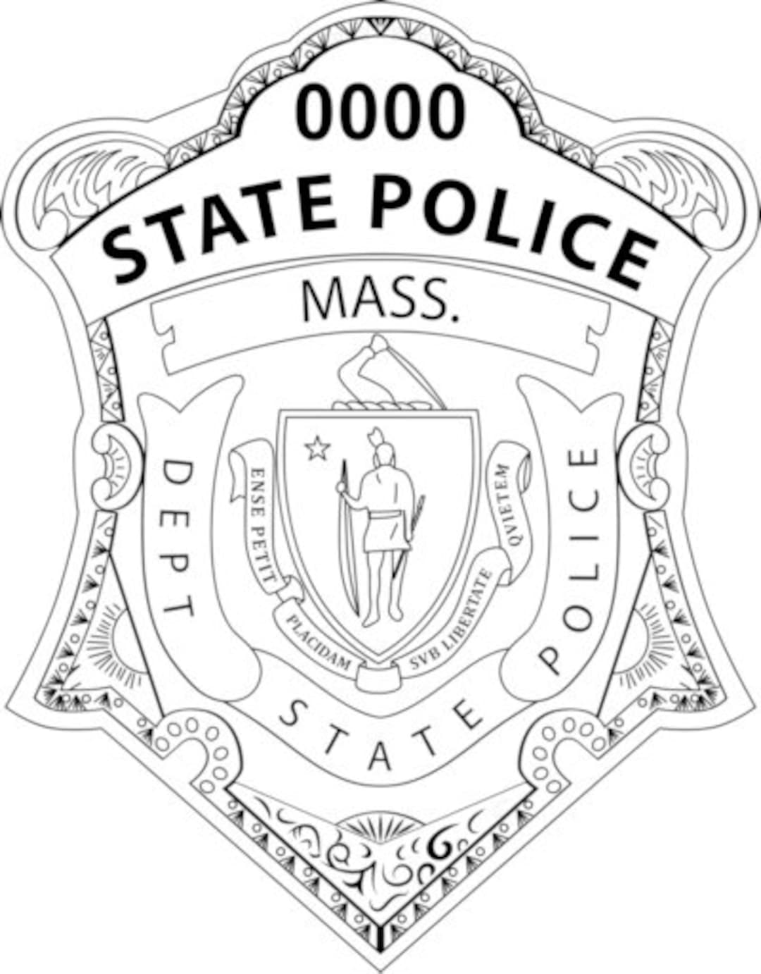 Massachusetts State Police Badge - Vector DXF, AI and SVG File ...