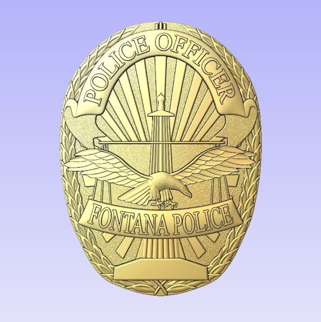 3d File CNC Model - Fontana California Police Badge- Digital File ...