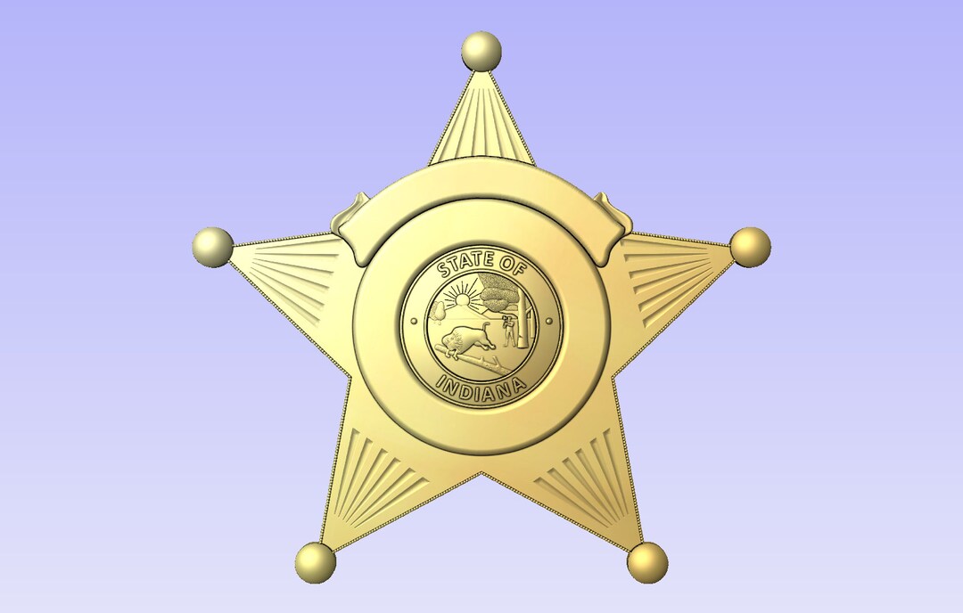 3d File CNC Model - Police - Indiana 5 Star Badge- Digital File ...