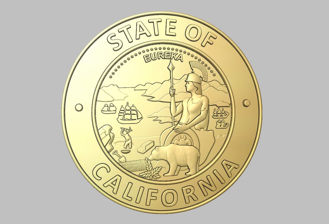 California Badge Center Logo V2 - - STL Format - 3d CNC- Digital File ...
