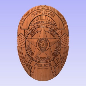 3d File CNC Model - Carrollton Texas Badge Version 2 - Digital File ...