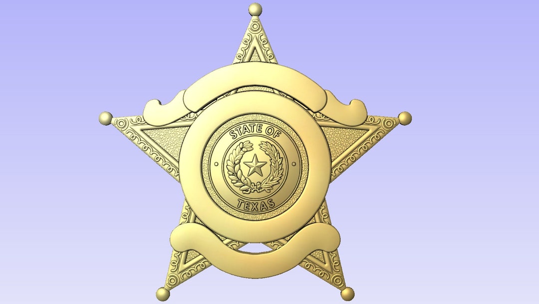 3d File CNC Model - Badge Type 92 - 5 Point Star Badge With Texas Seal ...