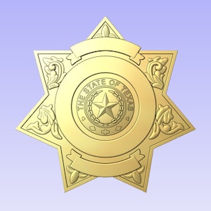 Texas 7 Point Star Badge- 3d File CNC Model - Digital File Download ...