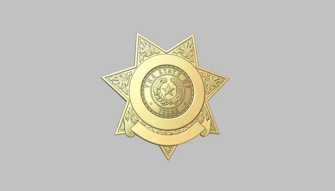 3d File CNC Model - Circle 7 Point Star Badge With Texas Seal- Digital ...