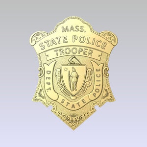 Massachusetts Trooper Badge - 3d File CNC Model - Police- Digital File ...