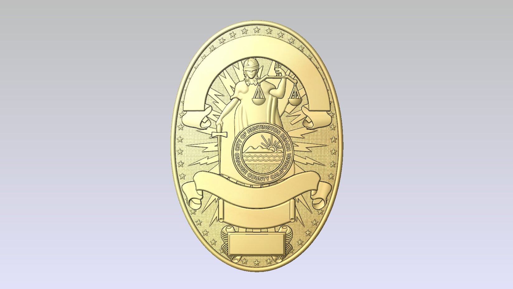Huntington Beach Police Badge 3d File CNC Model Digital | Etsy