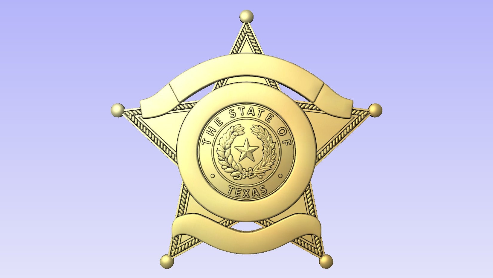 3d File CNC Model - Badge Type 91 - 5 Point Star Badge With Texas Seal ...